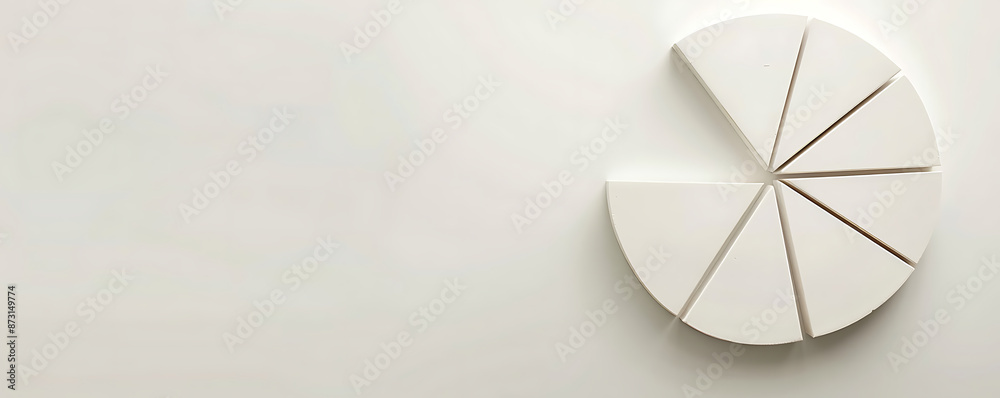 Minimalistic white pie chart with distinct segments displayed on a ...