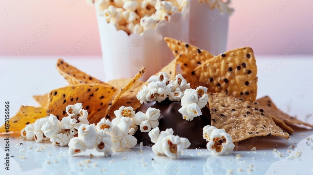 Salty white cheddar popcorn and sweet chocolate-covered popcorn with ...