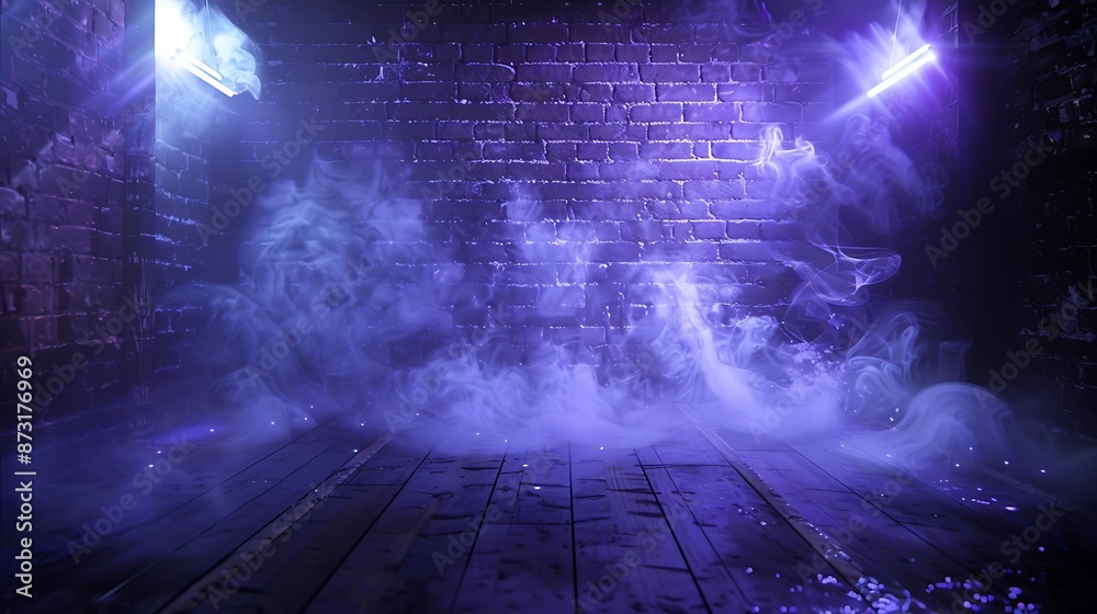 Dimly lit basement, old brick walls, white and blue sparks of fire ...