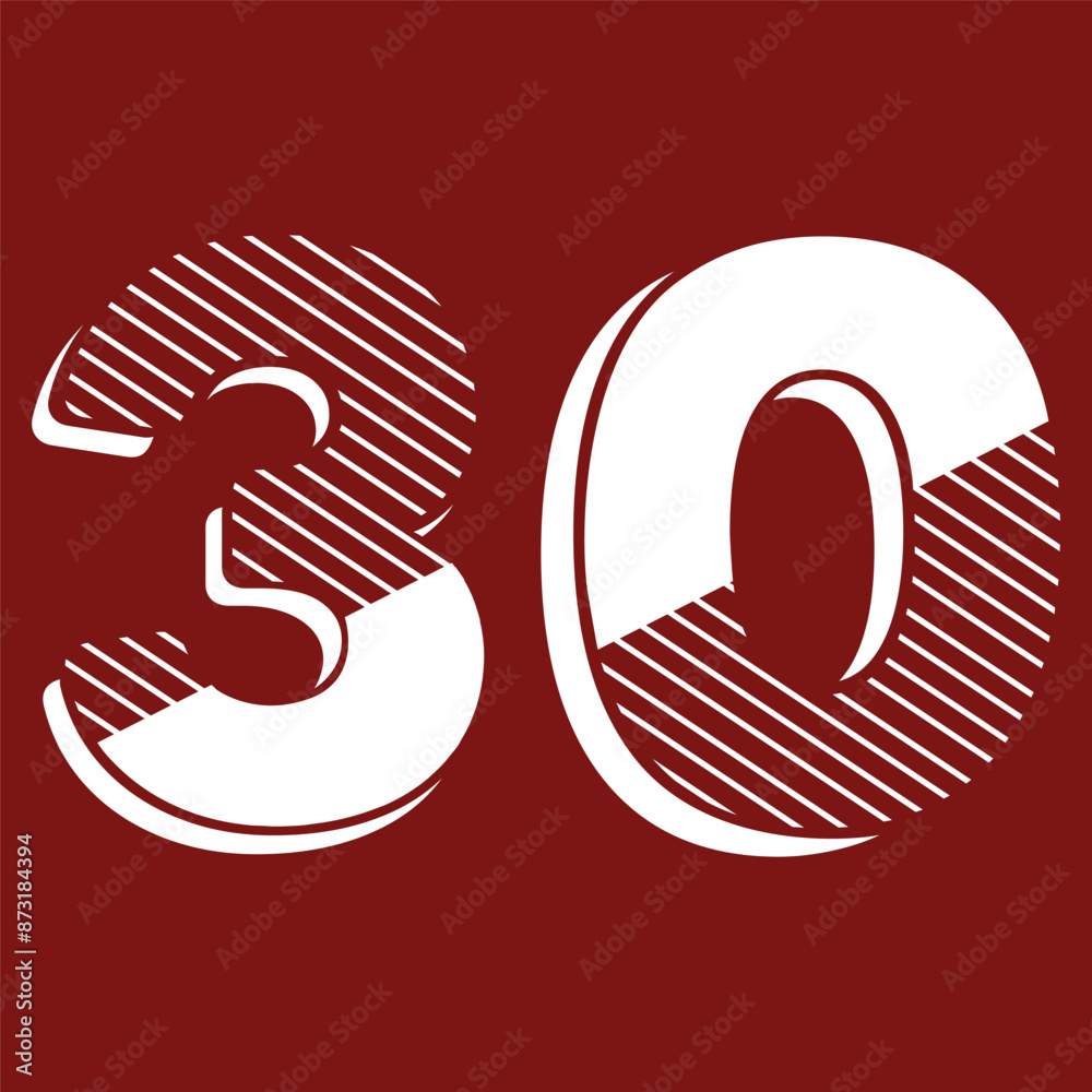 30 Classic Vintage Sport Jersey Uniform numbers in black with a black ...