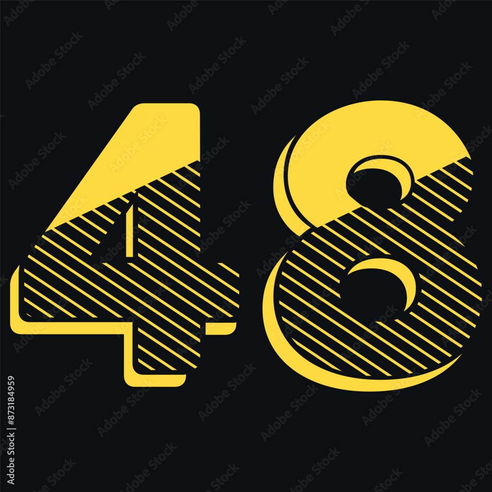 48 Classic Vintage Sport Jersey Uniform numbers in black with a black ...