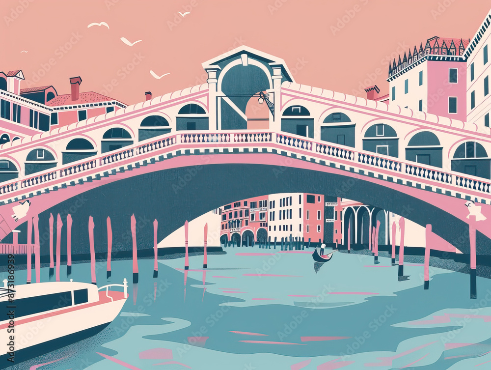 Risograph riso print travel poster, card, wallpaper or banner ...