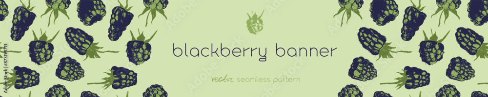 Vector floral banner template with abstract blackberry hand drawn ...