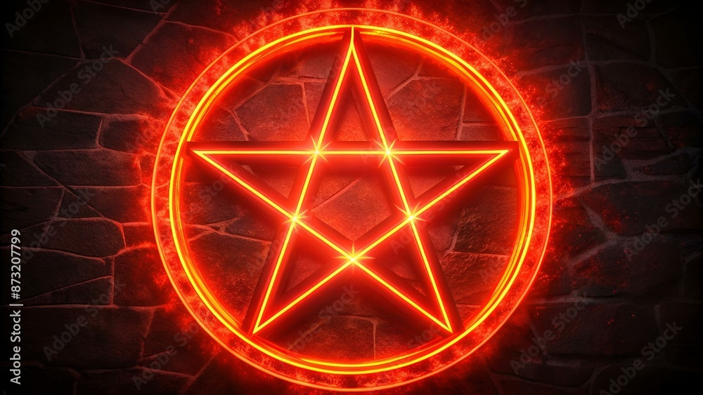 Burning Pentacle symbol in a circle. Fire animation pentagram symbol ...