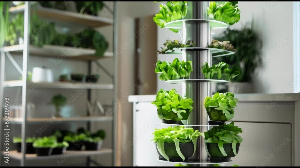 Nutrient-rich water is used to grow vertical lettuce in a hydroponic ...