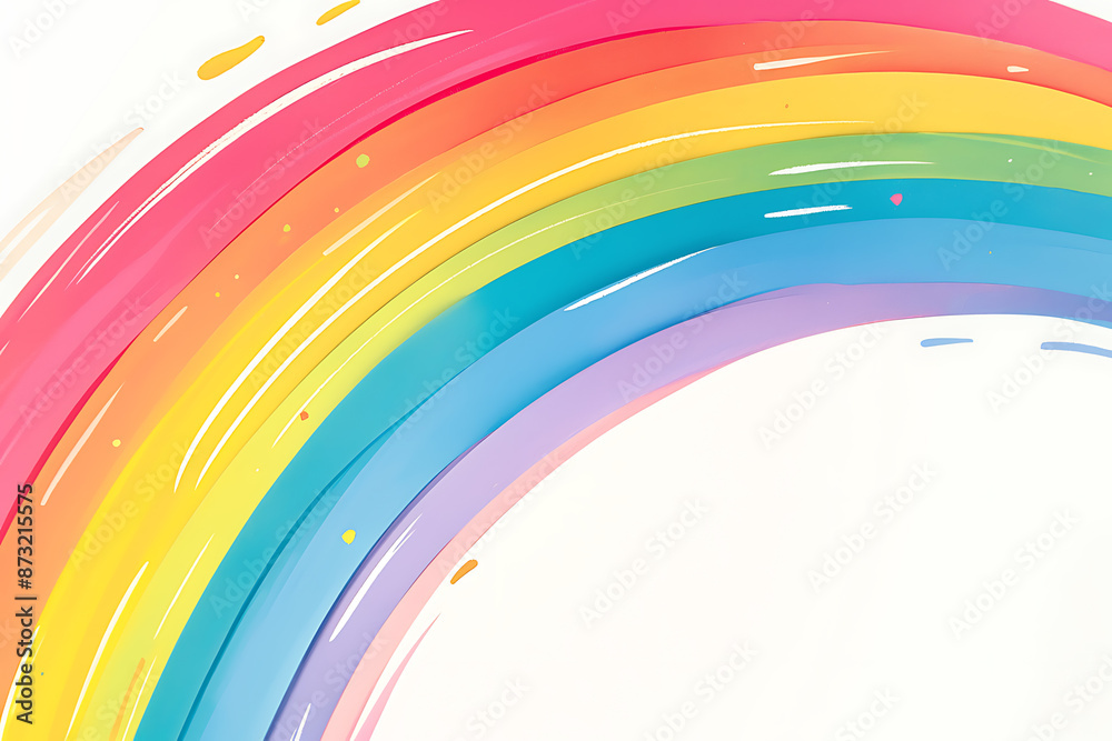 Cartoon rainbow rendered on a white background, featuring bright and ...