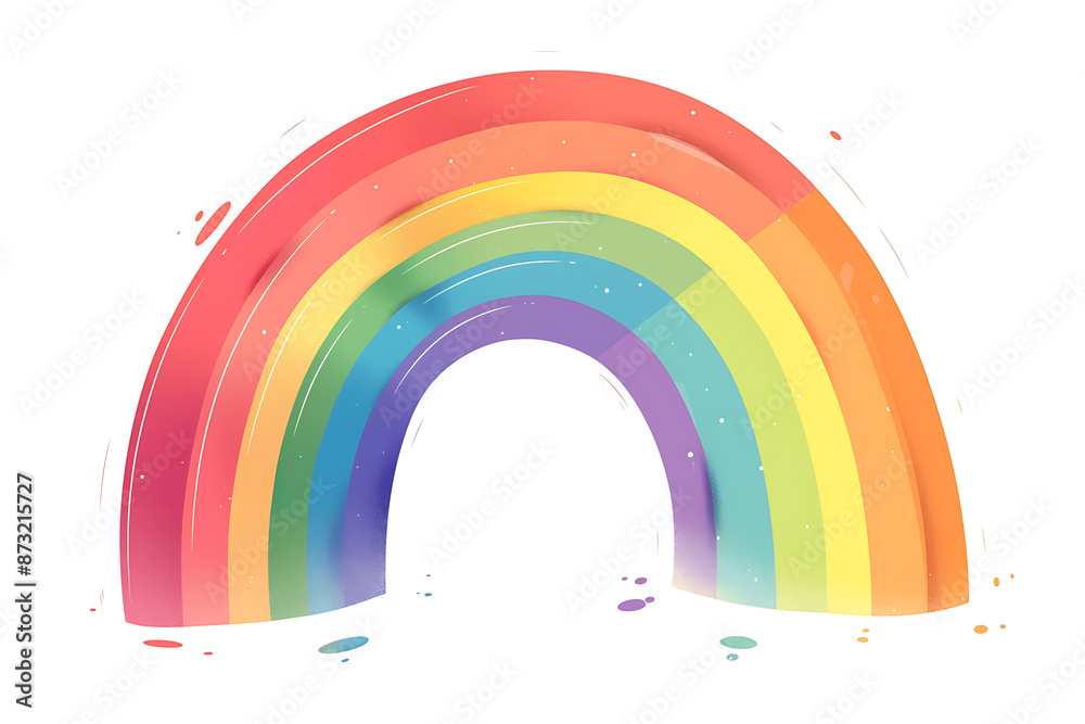 Cartoon rainbow rendered on a white background, featuring bright and ...