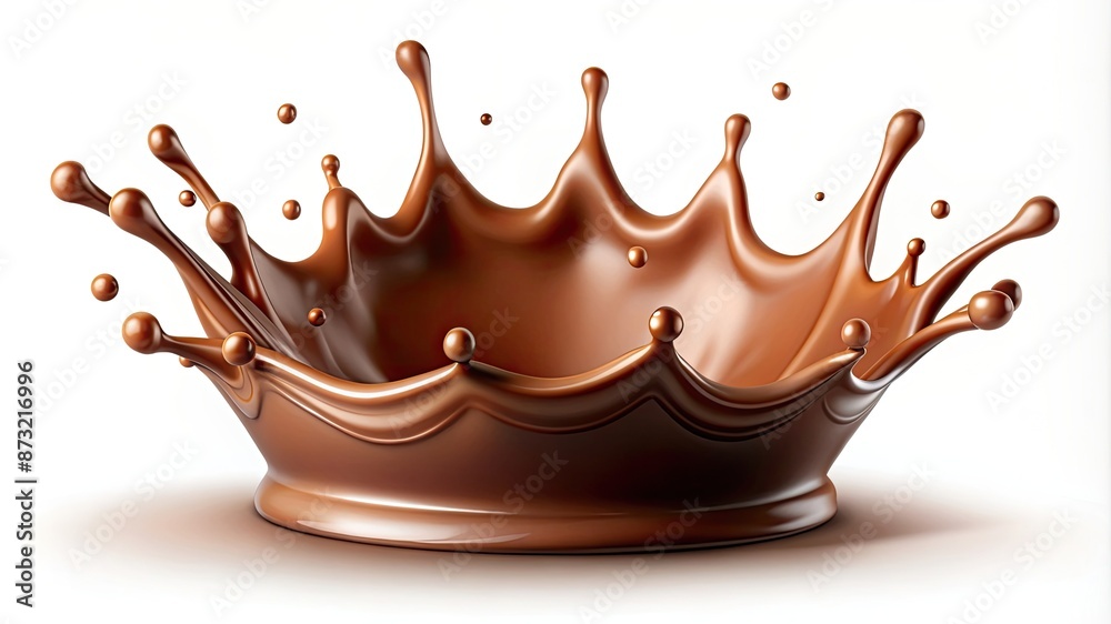 Realistic chocolate crown splash. illustration isolated on white ...