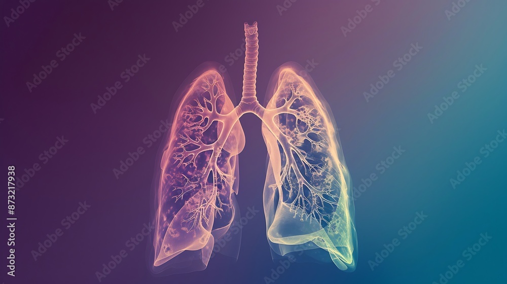 Detailed X-ray of Lung with Emphysema Showing Over-Expanded Alveoli on ...