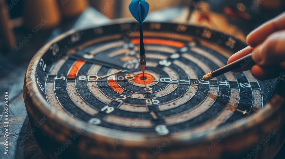 set goals for work. dart aiming at the target center business. goal ...