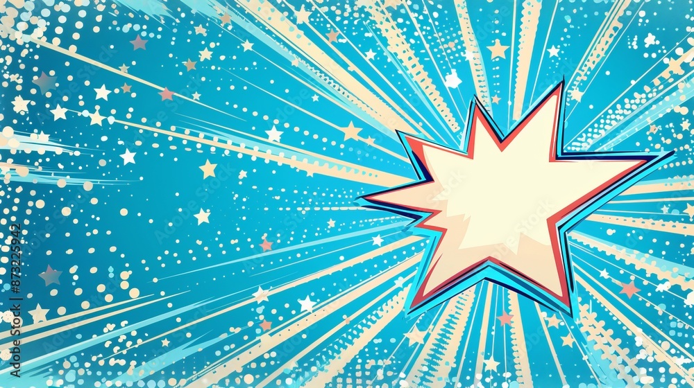 Halftone pop art background. Funny starburst design. Speech bubble with ...