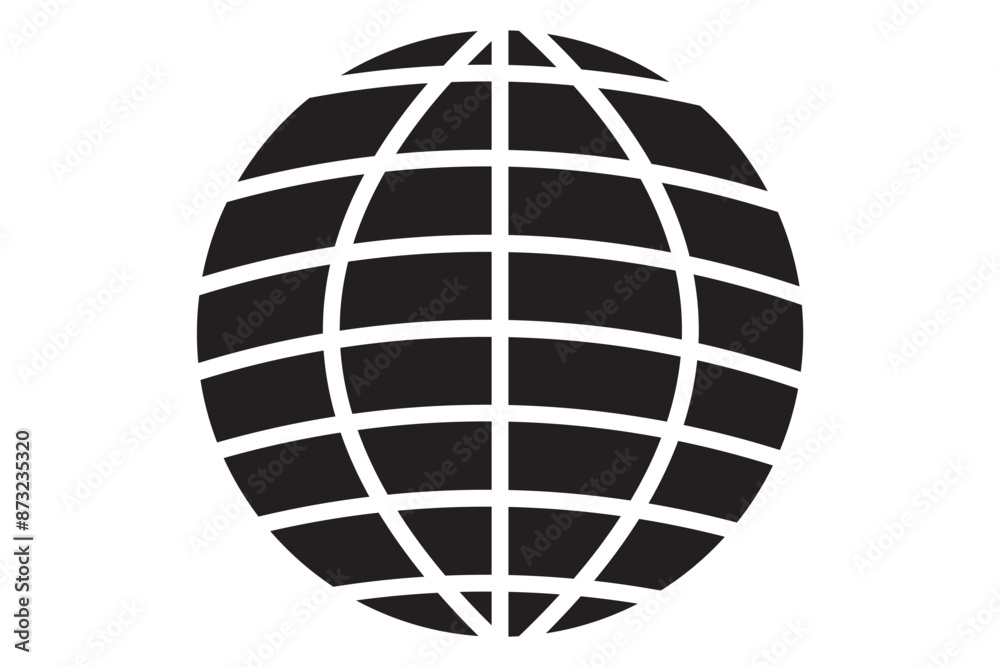 Globe grid spheres. Striped 3D spheres, geometry globe grid, earth ...