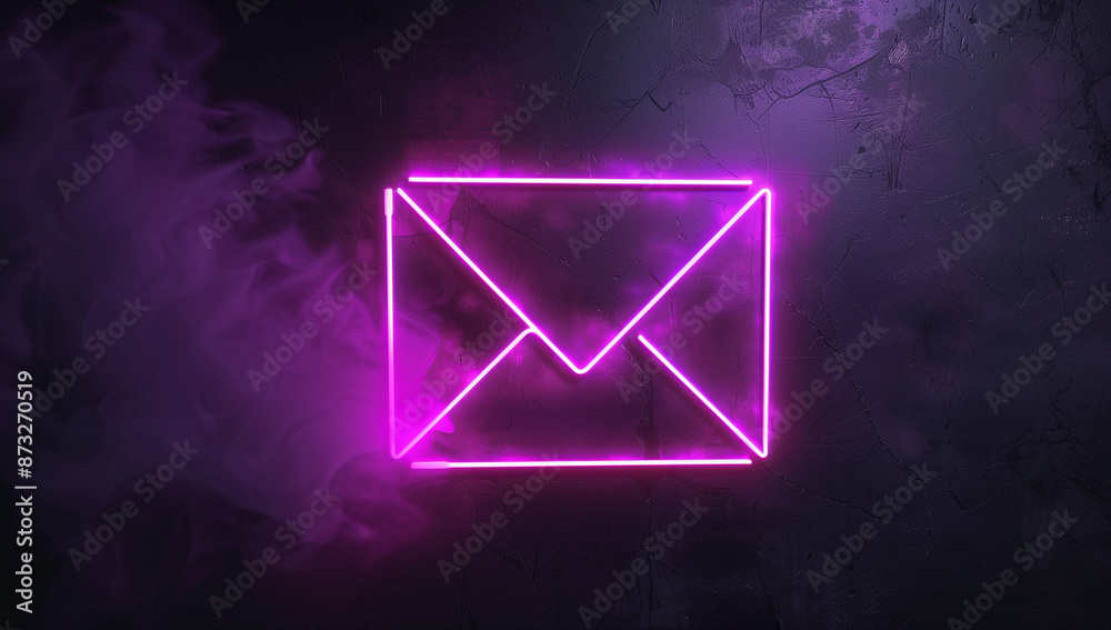 Neon glowing email icon dark background smoke glow effect Email ...