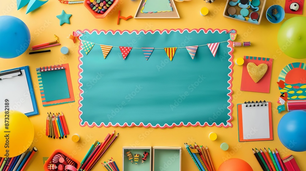 colorful classroom decorations banners posters bulletin boards flat ...