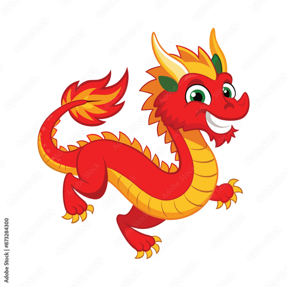 Cartoon red chinese dragon flying Stock Vector | Adobe Stock