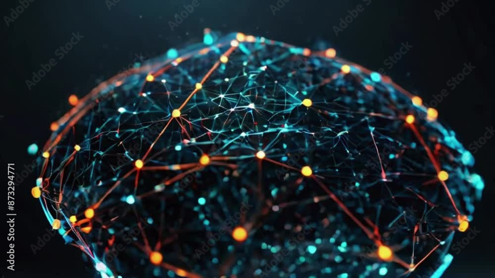 An animation showcasing neural network nodes with connecting lines ...