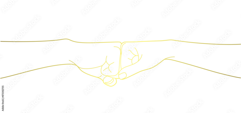 hand of two people fist bump on vector line art style. friendship ...