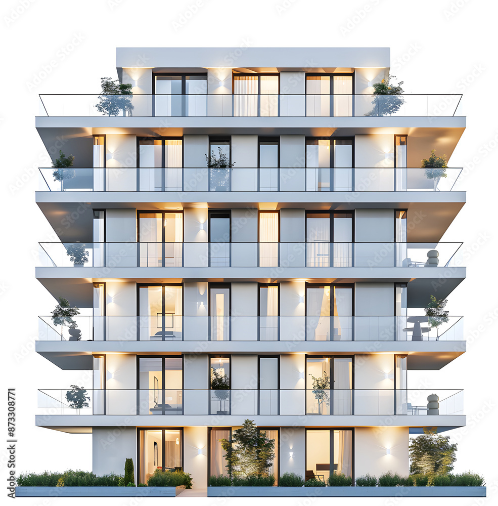 apartment building, white background, high-resolution photography, high ...