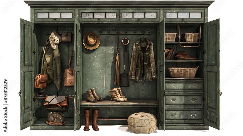 earthy green cottage dressing room decor, interior design and country ...