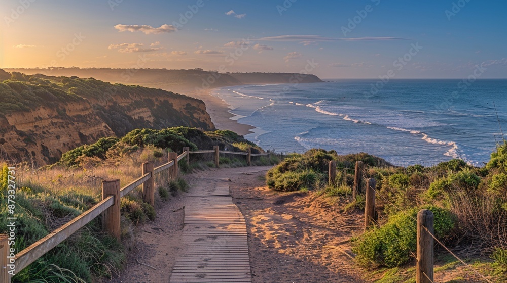 Walkway of the legendary Bells Beach - the beach of the cult film Point ...