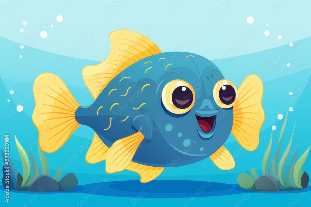 Flounder blending into the seabed flat design top view ocean floor ...