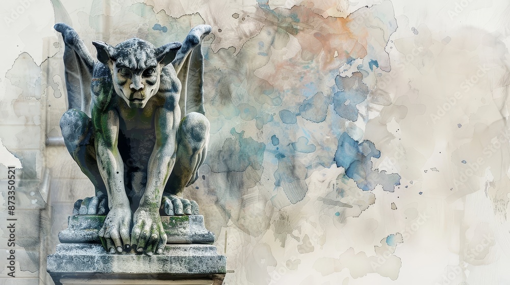 Mysterious and whimsical gargoyle statue adorning the exterior of an ...