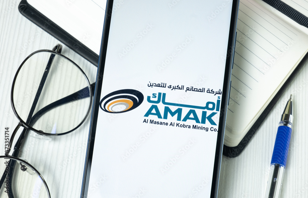 New York, USA - 30 June 2024: AMAK Logo on Phone Screen, Al Masane Al ...