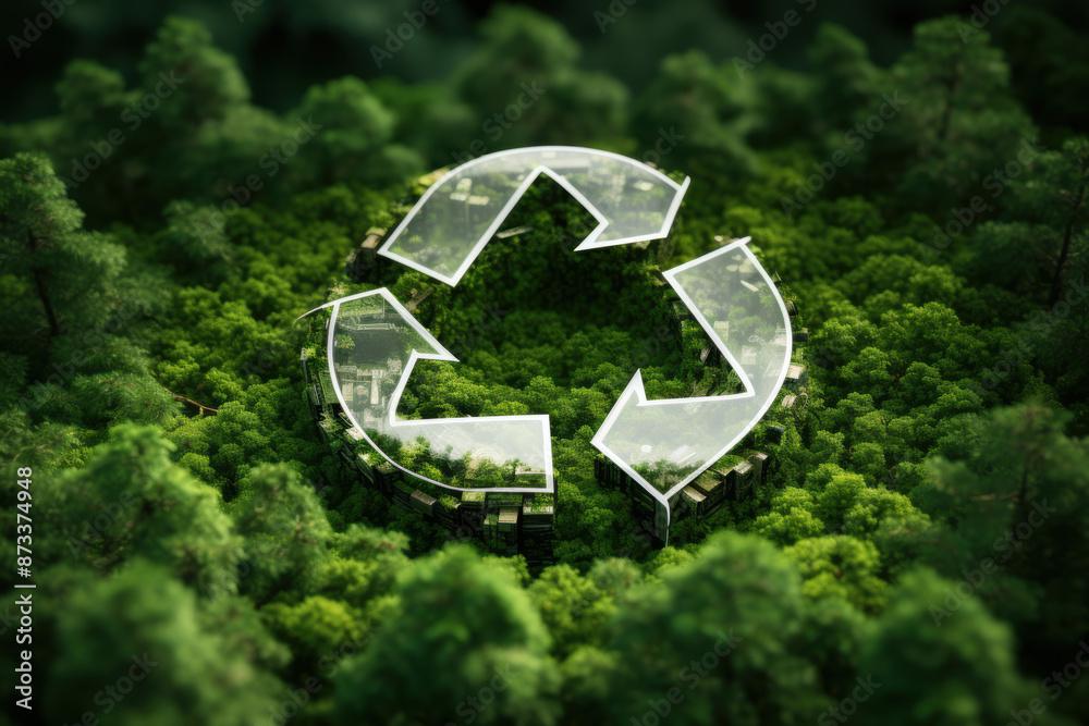 The circular economy icon on nature background in The concept circular ...