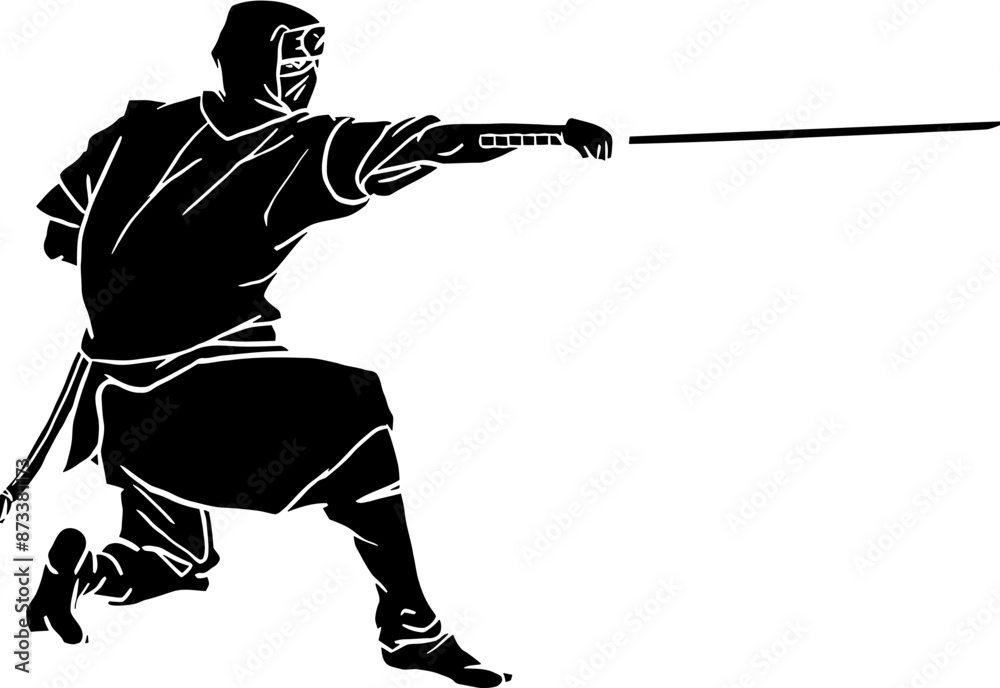 Ninjutsu fighter. Ninja, Japanese wrestler. Japan martial art. Asian ...