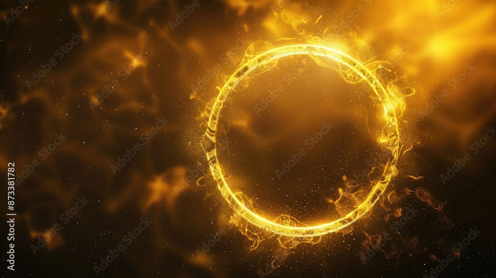 Golden Circle of Light - A glowing golden circle with sparkling ...