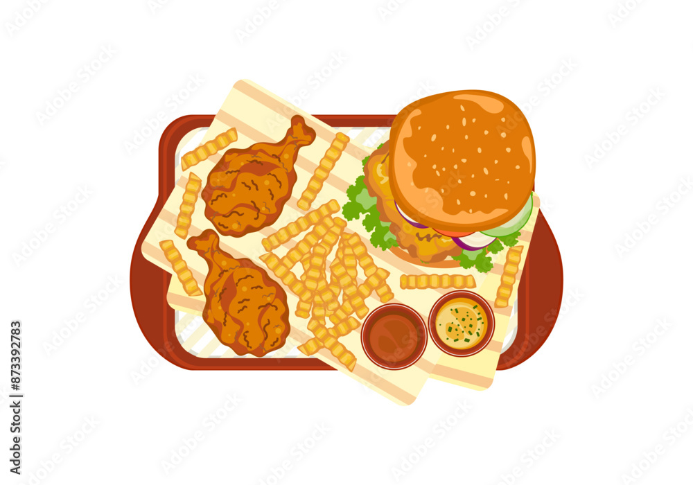 Fast food set ready fast food restaurant menu Set of hamburgers, french ...