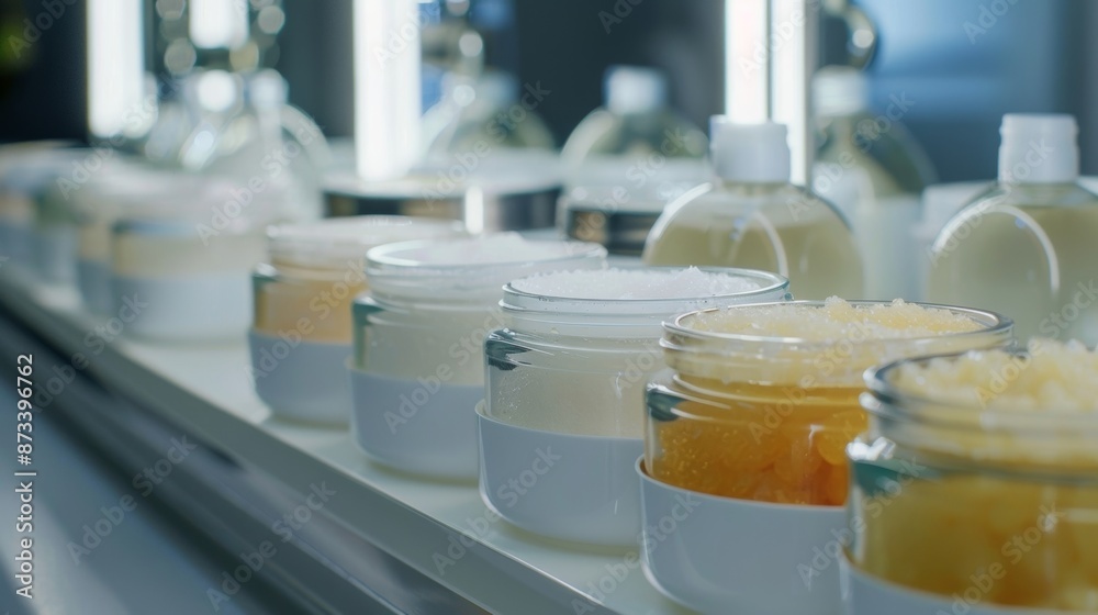 A line of jars filled with cryotherapy skin products highlighting the ...