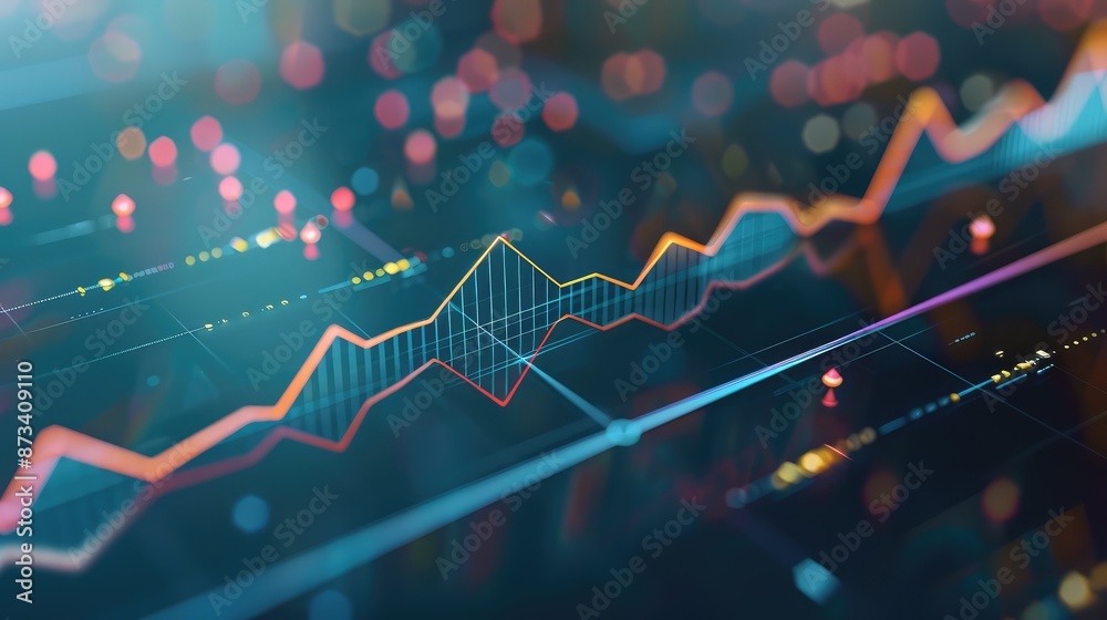 A graph showing a continuous upward trend with peaks and valleys ...