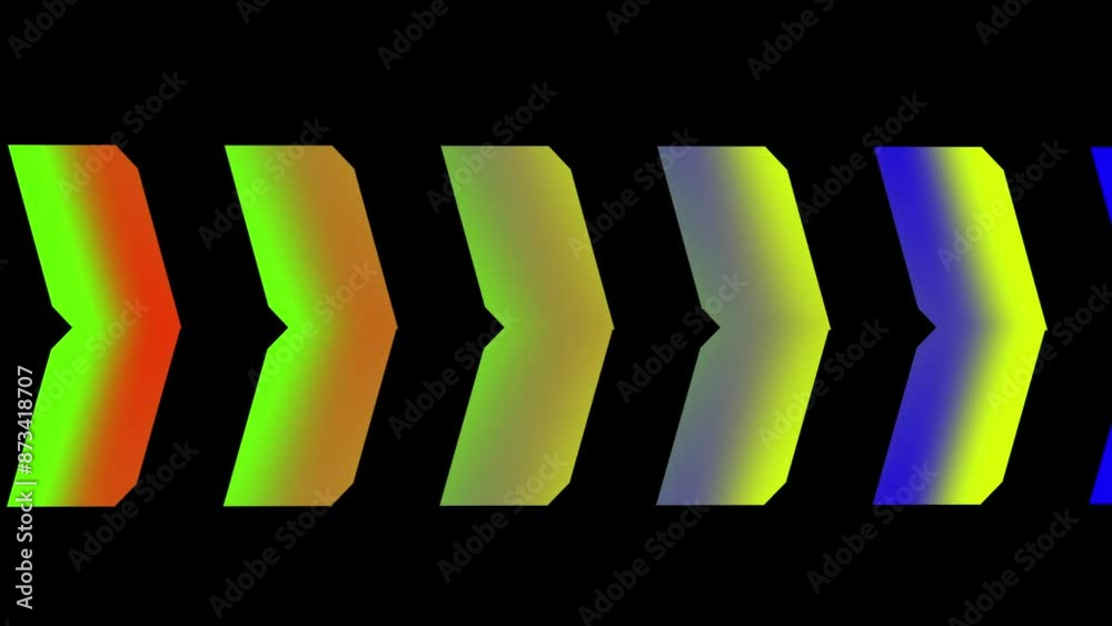 4- color gradient neon single-line directional right arrow animation on ...