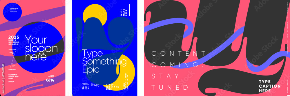 A vibrant poster set featuring customizable slogans and captions ...