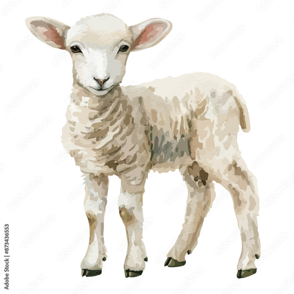 Watercolor vector of a Lamb, isolated on a white background, design art ...