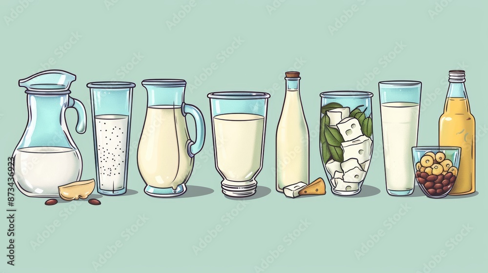 "Educational Poster Illustrating Nutritional Benefits of Various Milk ...