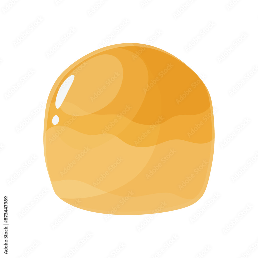 Tasty baked bread roll in flat cartoon style. Sweet bun, brioche made ...