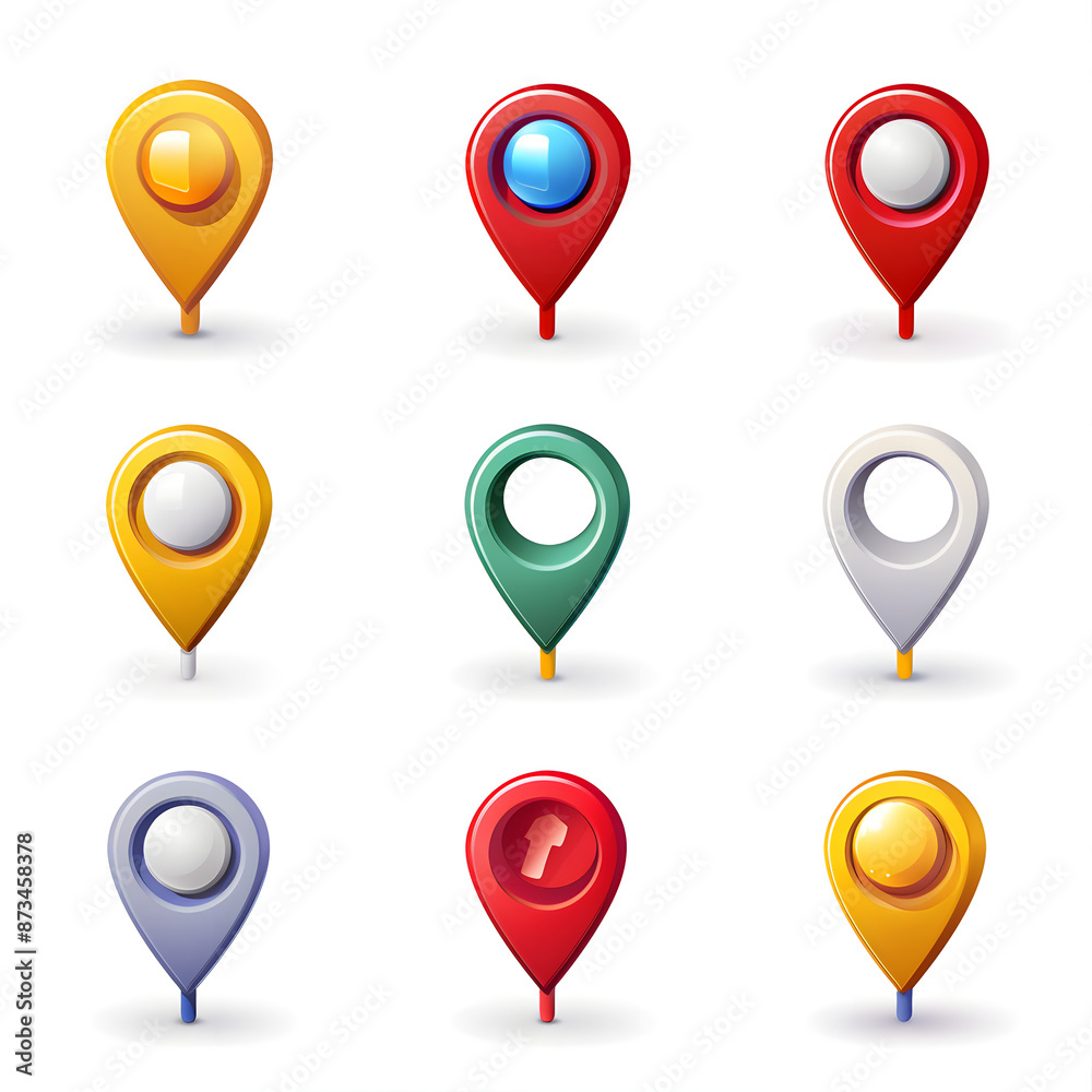 Location Icon Set Map Pin Place Marker Location Pointer Icon Symbol In Flat Style Red