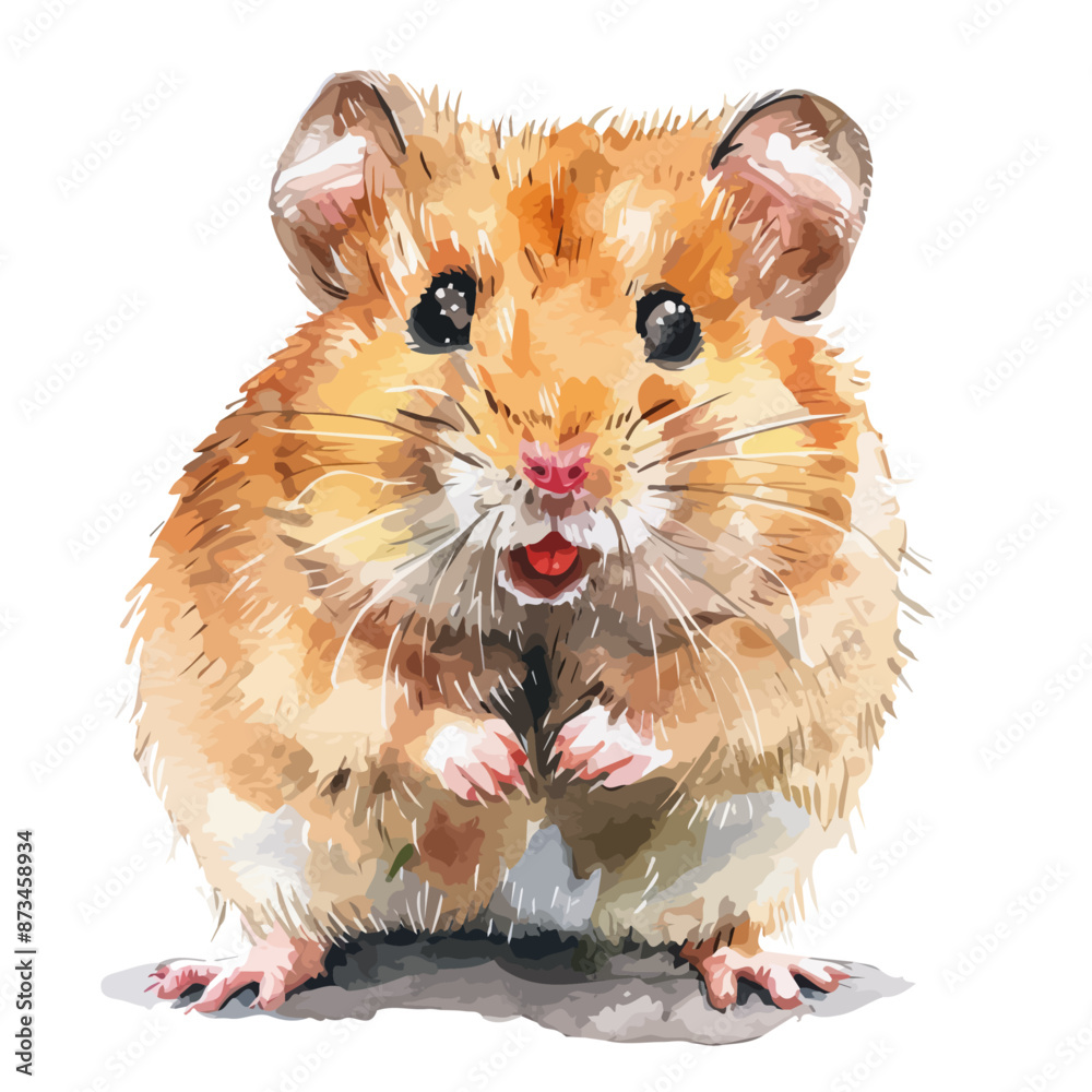 Watercolor drawing of a hamster, isolated on a white background ...