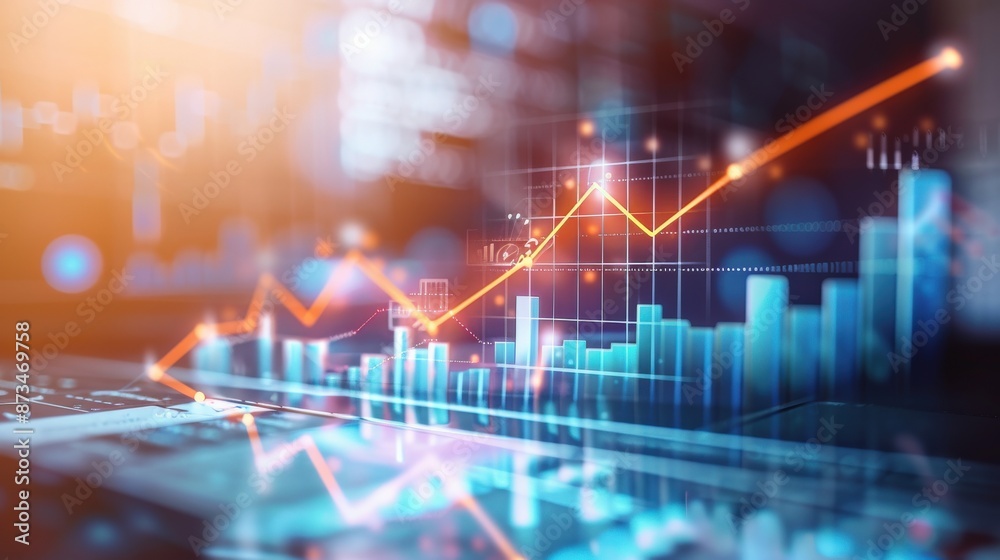 A computer screen shows a graph with a red line going up. The graph is ...