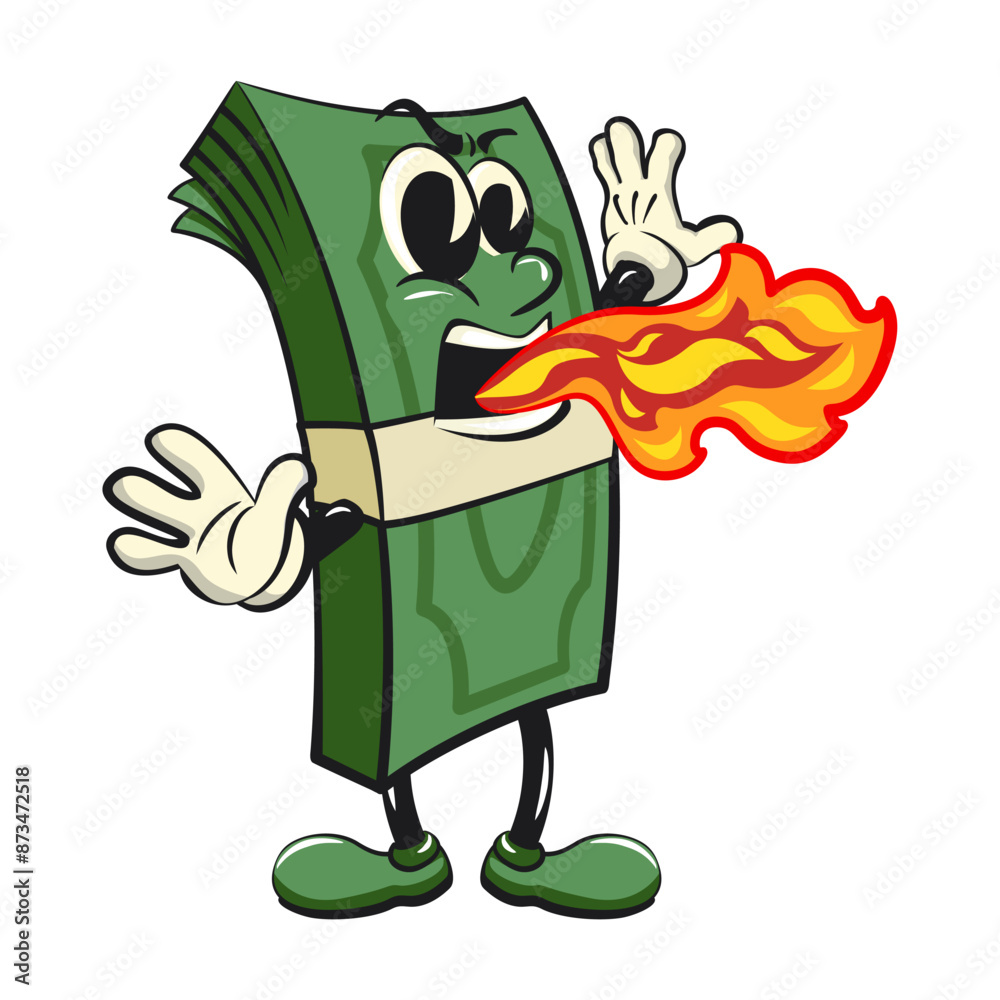 character of a bundle of cash money cartoon vector isolated clip art ...