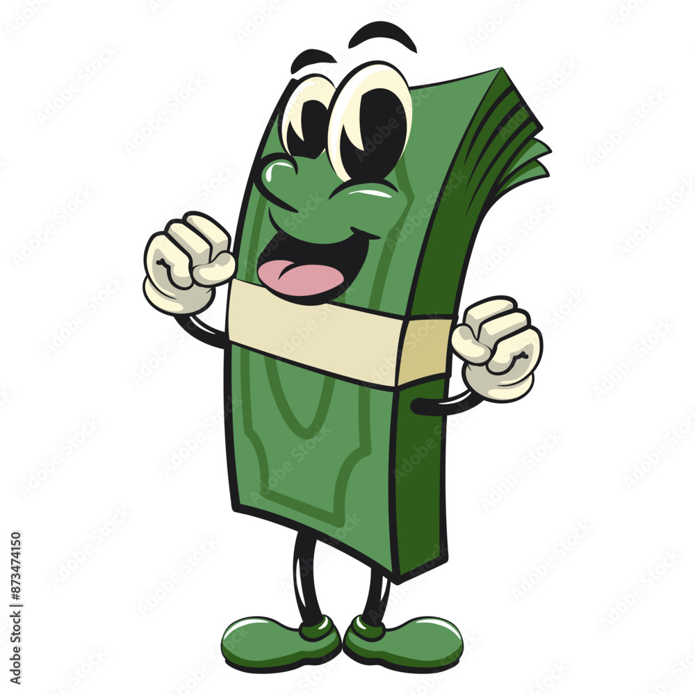 character of a bundle of cash money cartoon vector isolated clip art ...