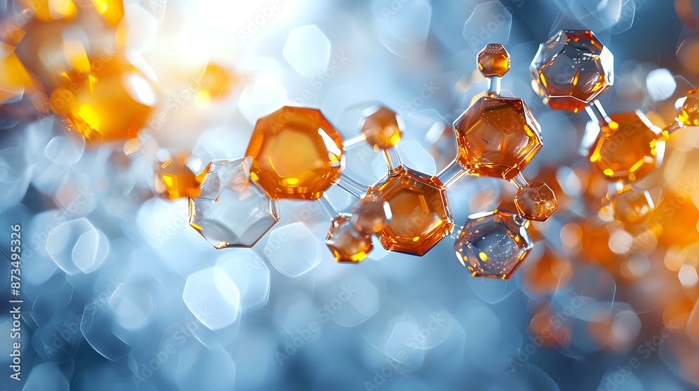 Foto de Abstract digital illustration of hexagonal molecular structures ...