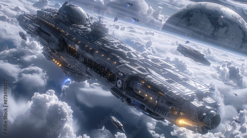 scifi huge energy projector in orbit blue white ::1 Mass Effect scifi ...