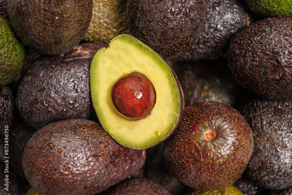 Chilean Hass Paltas, close-up image of a group of Hass paltas with a ...