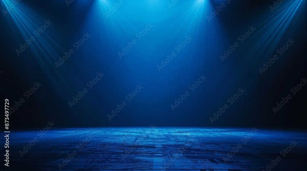Blue spotlight background - dramatic stage lighting. High-quality blue ...