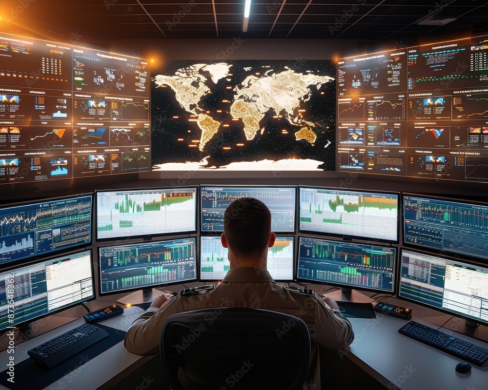 Cutting Edge Enterprise Command Center With Holographic Strategic