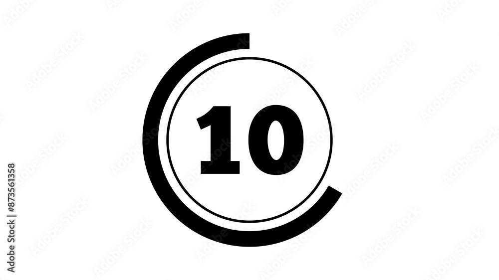 Double Circle 15 Seconds Minimalist Countdown Timer. Black on White ...