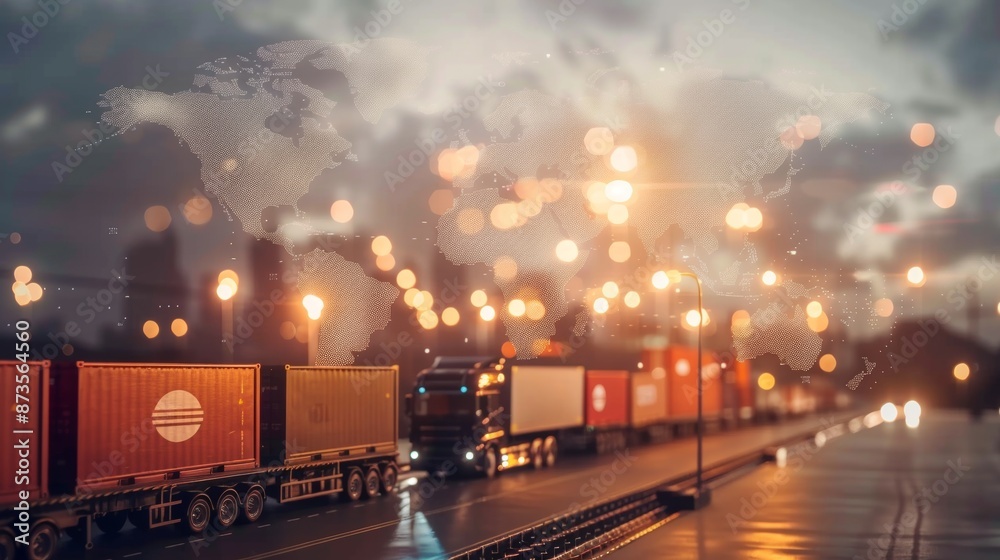ภาพประกอบสต็อก Logistics international delivery concept, World map with ...